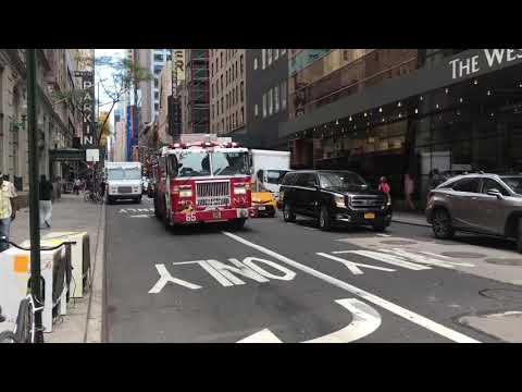 FDNY ENGINE 65 RESPONDING ON WEST 43RD STREET IN THE MIDTOWN AREA OF ...