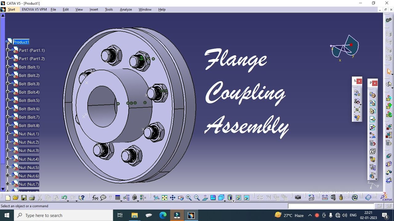 Flange coupling | Shaft | Helix | Slot | User Patten in Assembly - YouTube