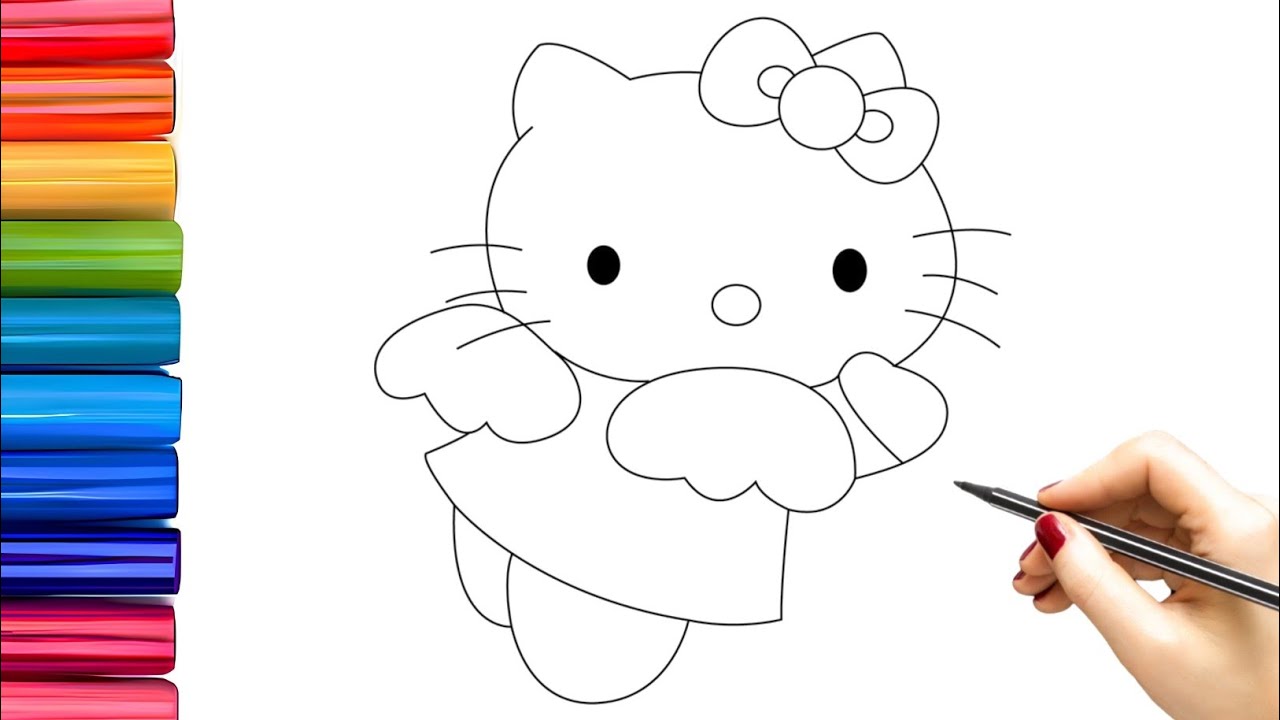 How to draw a hello kitty with heart step by step || hello kitty ...