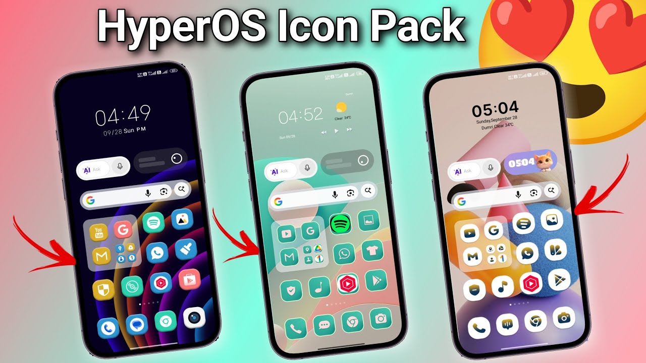 Top 3 HyperOS 3 Icon Pack For Redmi, Xiaomi & Poco Phones | Hyperos icon theme - YouTube