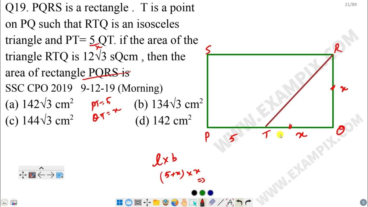 PQRS is a rectangle . T is a point on PQ such that RTQ is an isosceles triangle and PT= 5 QT ...