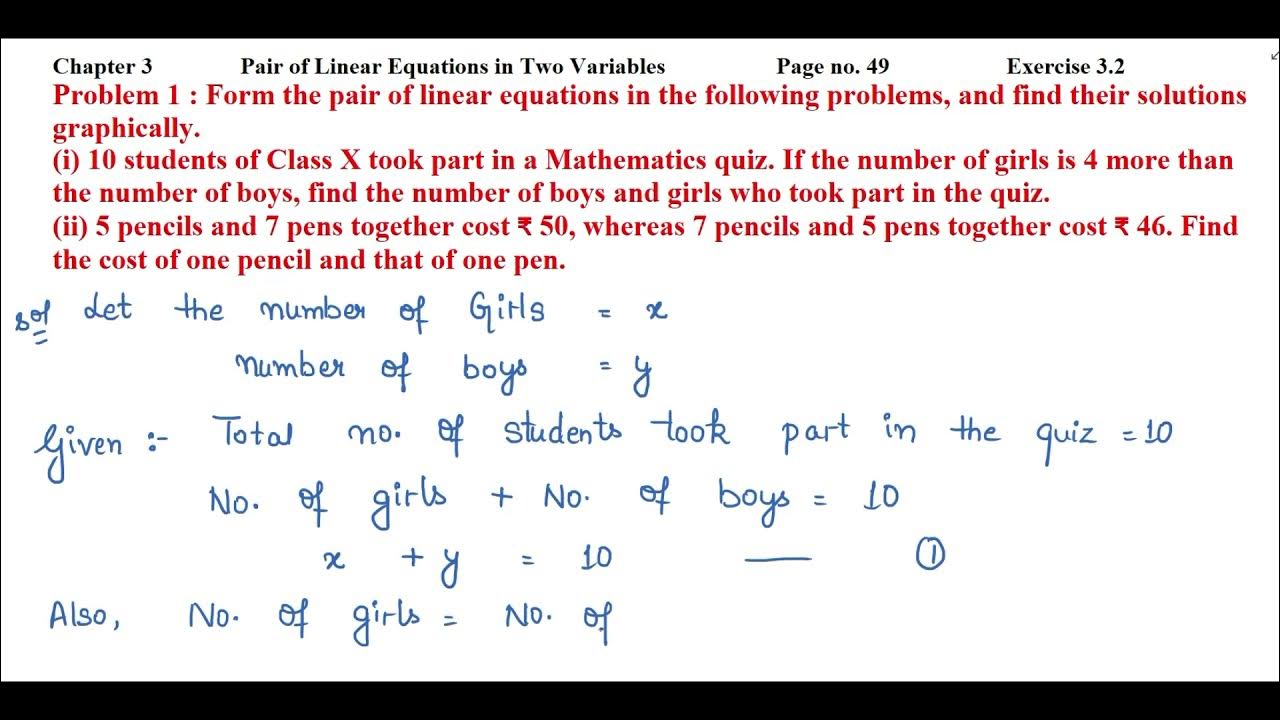 Form the pair of linear equations in the following problems, and find their solutions ...