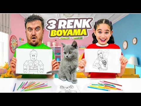 ELİF SİNEM 3 RENK BOYAMA CHALLENGE !! KİM KAZANDI !!