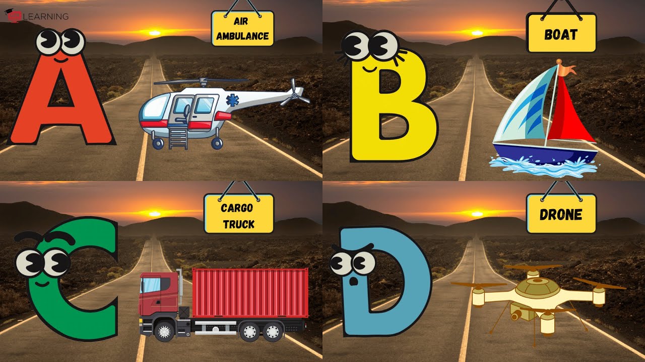 🚗 ABC Vehicles Song for Kids | A to Z Transportation Alphabet & Phonics ...