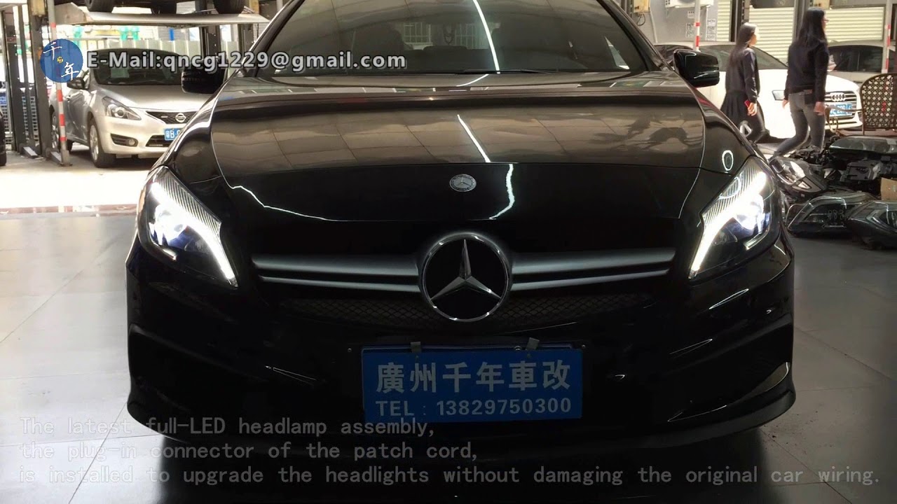 W176; Mercedes-Benz A250.A200.A180 retrofit LED headlights, halogen ...