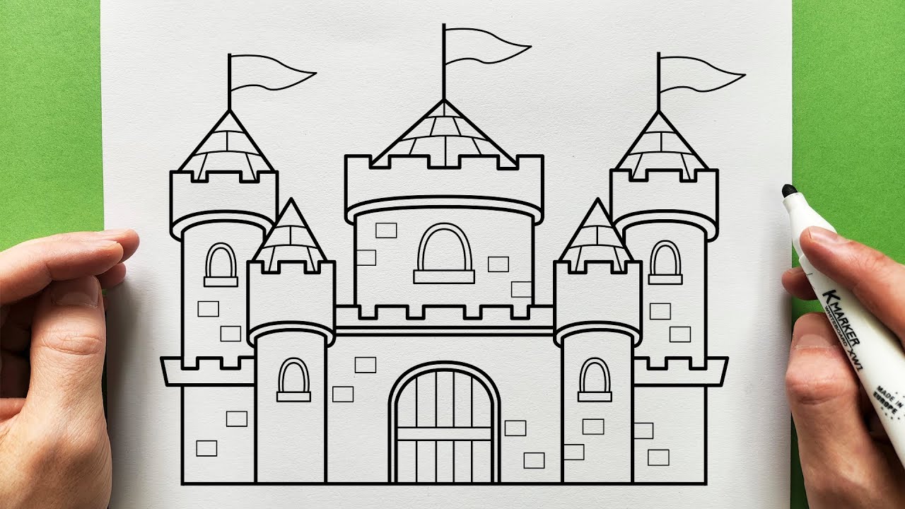 Castle Drawing Step by Step How to Draw a Castle #4 - YouTube