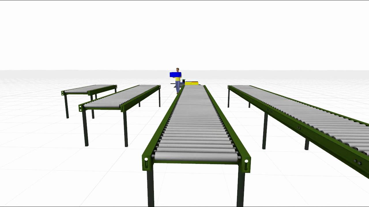 Flexsim-Store Object 3D Industry Conveyor Green/Grey - YouTube