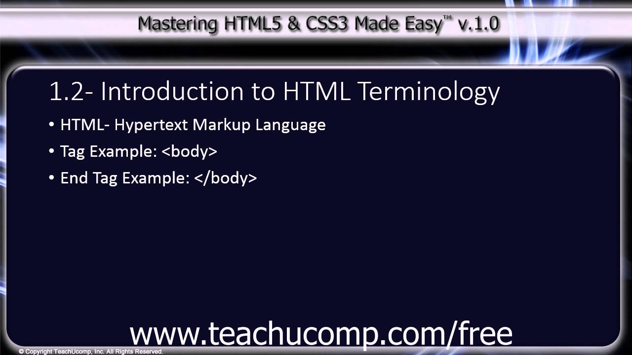 Html5 And Css3 Tutorial Introduction To Html Terminology Training 5549