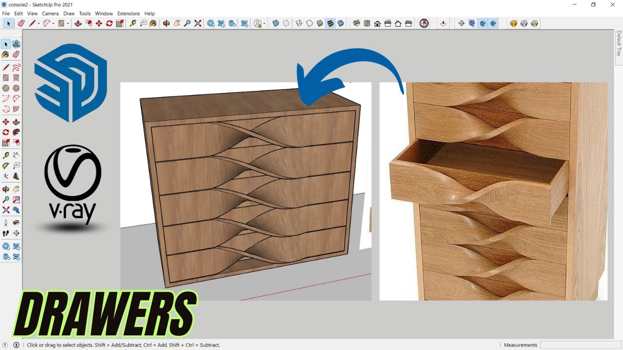 Drawers | Furniture design | Sketchup | Vray render - YouTube