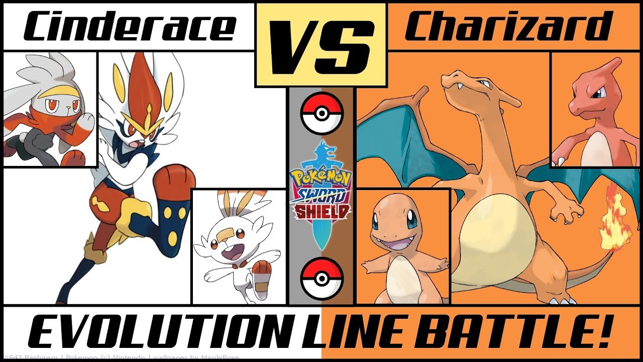 CHARIZARD vs CINDERACE - Starter Evolution Line Battle (Pokémon Sword ...