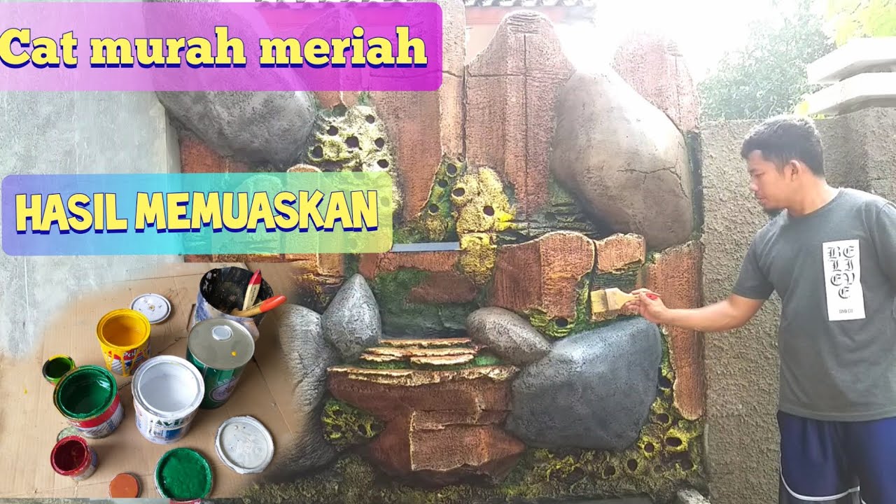 Cara Mengecat Taman Batu Tebing - YouTube