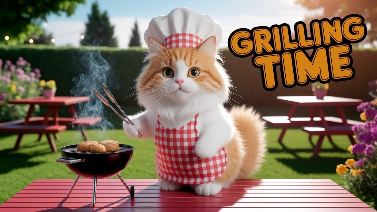BBQ Cat Cooks the Perfect Fish Feast 🐟🔥 | Cutest Outdoor Chef Ever ...