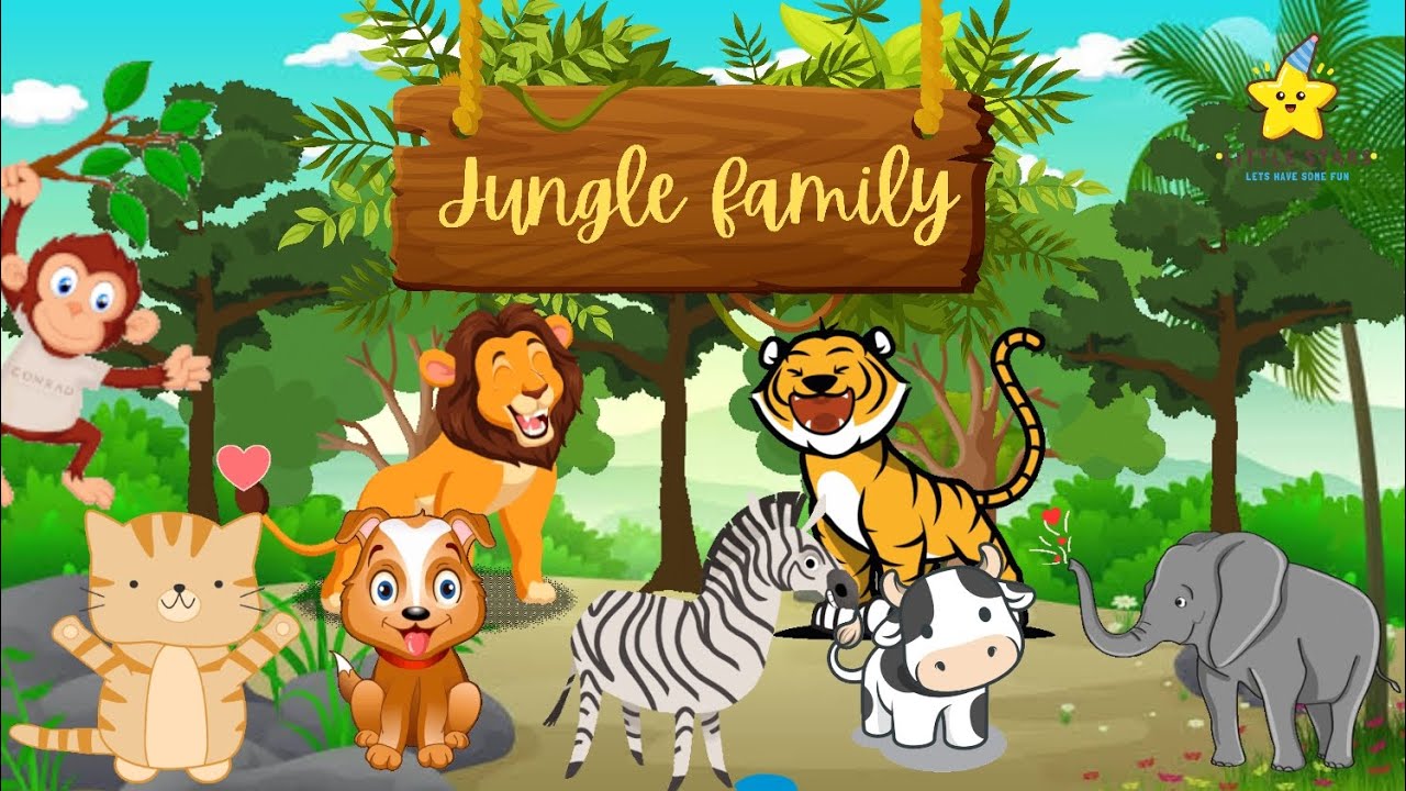 Jungle Family | Names Of Animals| Animal Facts| Preschool Learning| No ...