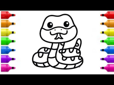Cute Baby Glitter Snake Drawing, Painting and Colouring Step by Step ...
