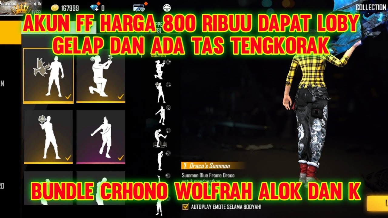 AKUN FF AK LOBY GELAP HARGA 800RIBU DATA AMAN ANTI HB MINAT CHAF NOMER ...