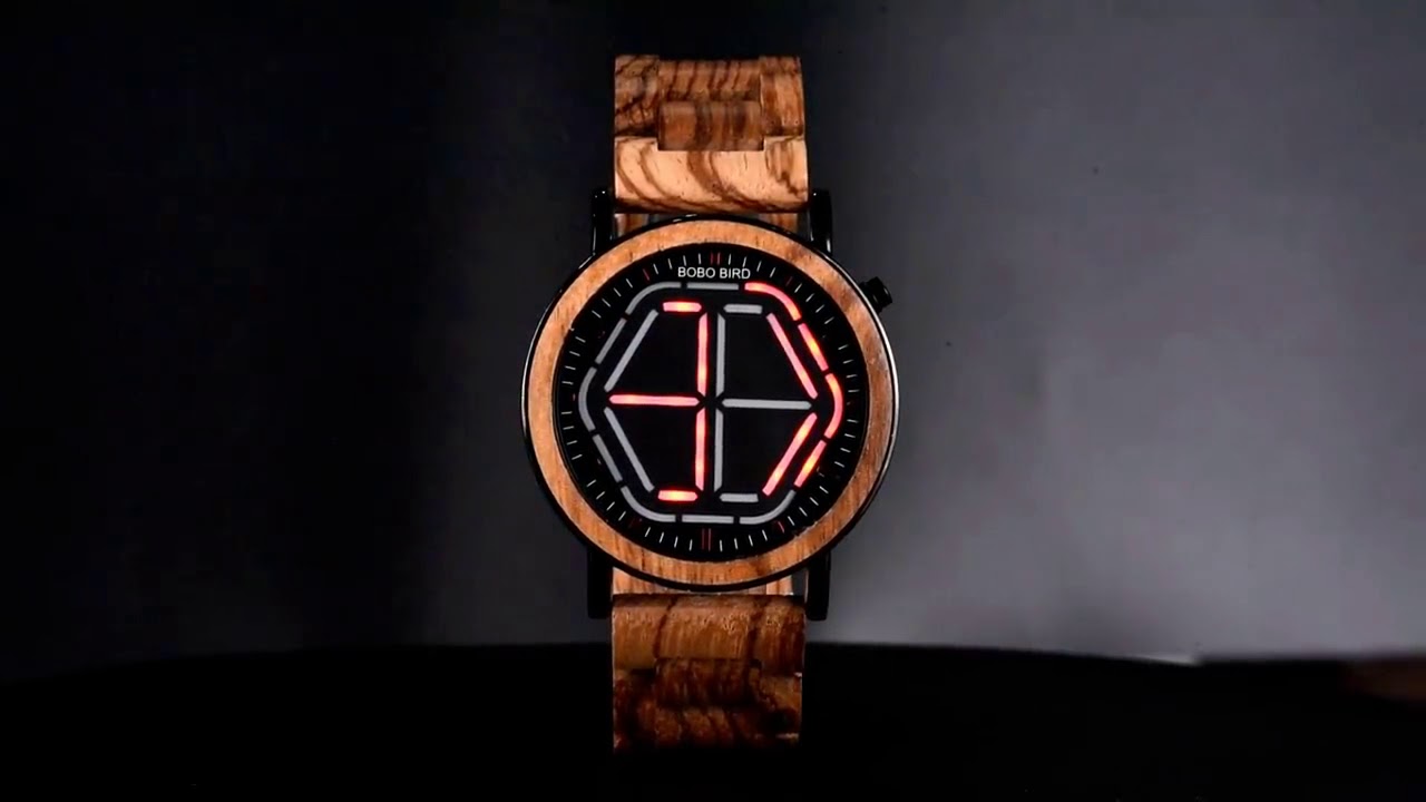 Limited Edition Watch - unique Digital LED Display, Zebra Wood Watch ...