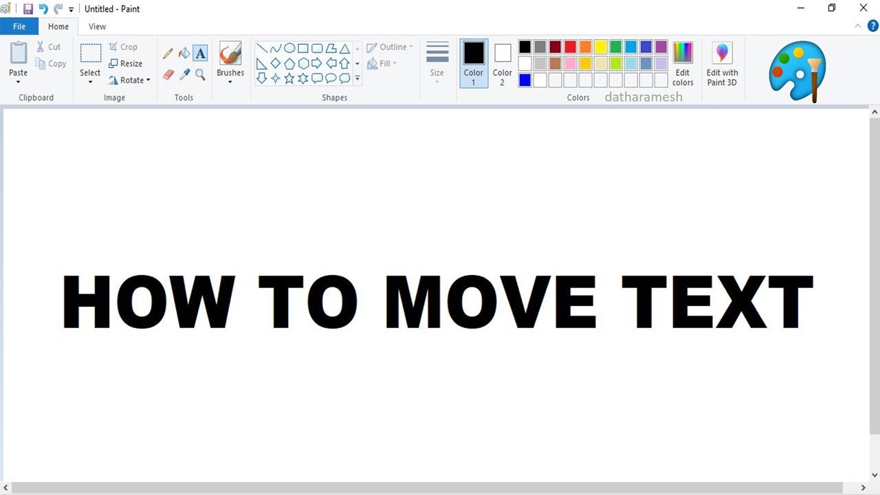 How to Move Text In MS Paint - YouTube