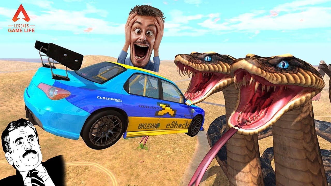 Dangerous Jumps Over the Giant Snake car drive Game - YouTube
