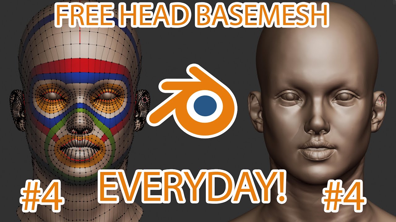 Blender Free Head Base mesh Everyday (20 Days Challenge) - YouTube