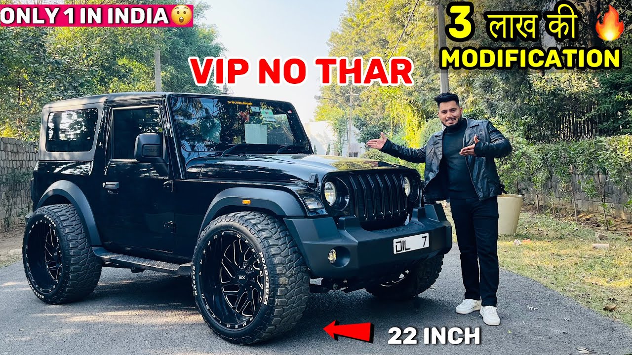 ये हे Delhi की Vip Thar 😱🔥 Black Thar with 22 inch Alloy wheels ...
