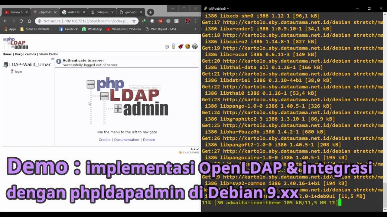 demo ::: integrasi openldap dan phpldapadmin pada Debian 9.xx - YouTube