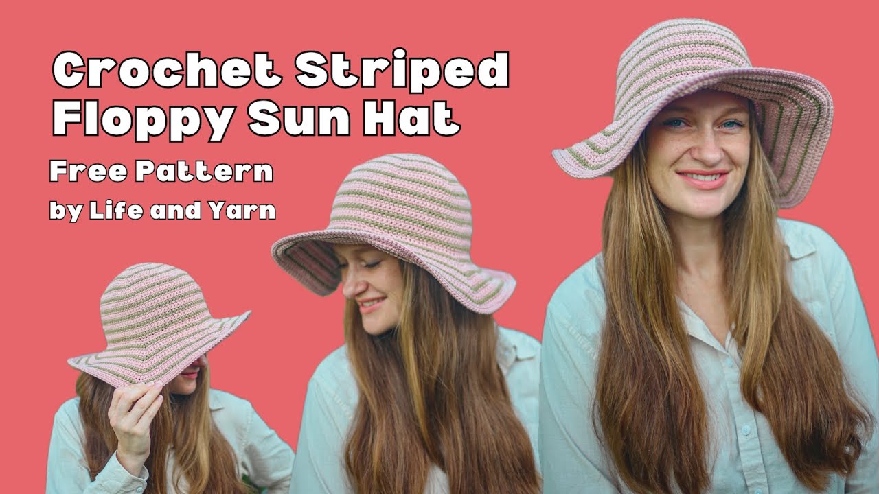 Check Out My Striped Crochet Sun Hat Design - YouTube