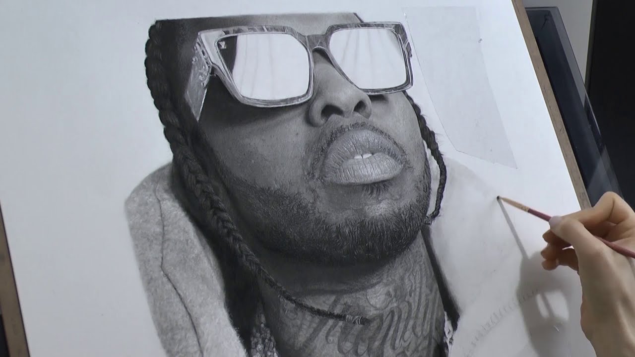 drawing Pop Smoke. photo ref: Tracy Awino - YouTube