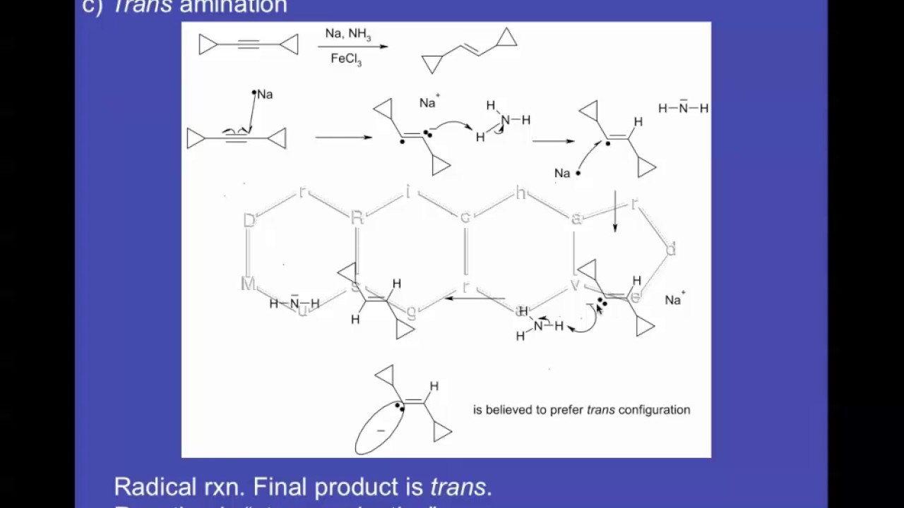 Trans Amination of Alkynes - Formation of Trans Alkenes - YouTube
