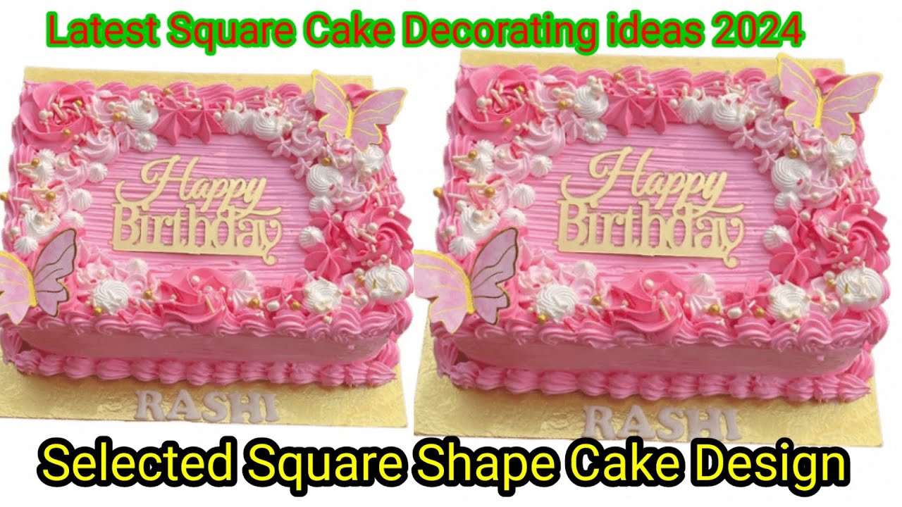 Latest Square Cake Decorating ideas 2024 || pink Colour Cake ...