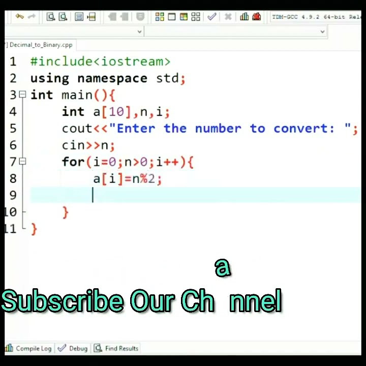 Convert Decimal To Binary In C++ Language || #shorts || #coding || #youtubeshorts || #ytshorts ...