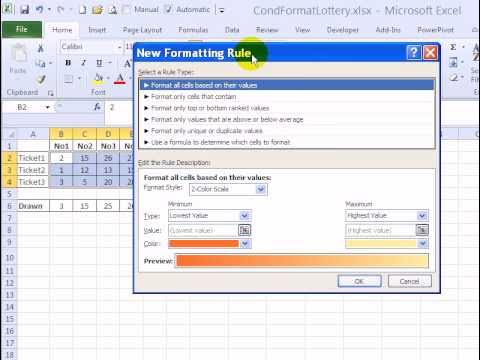 Highlight Winning Lottery Numbers With Excel Conditional Formatting - YouTube