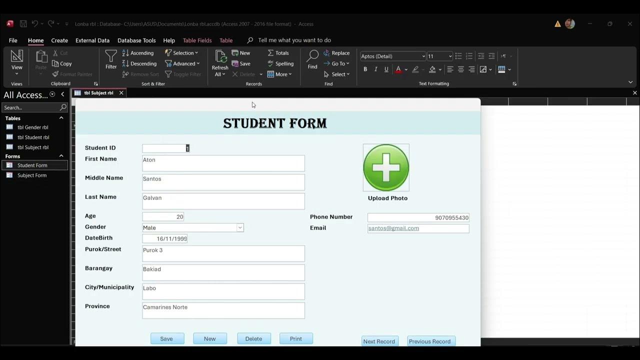 MS Access: Create Table and Form (Part 2) - YouTube