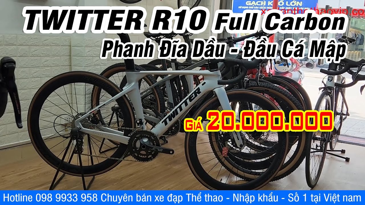Twitter R10 full carbon, Gía 20 triệu, Phanh đĩa dầu Đầu cá mập 22RS ...