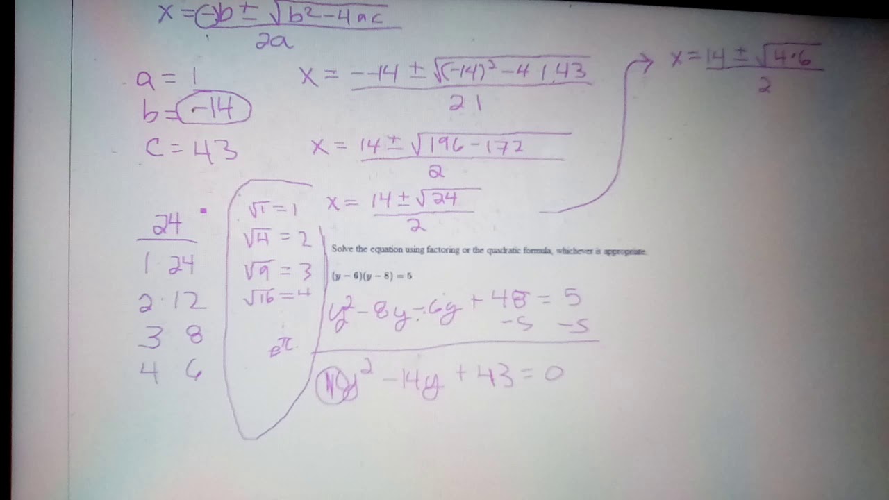 Quad formula part two - YouTube