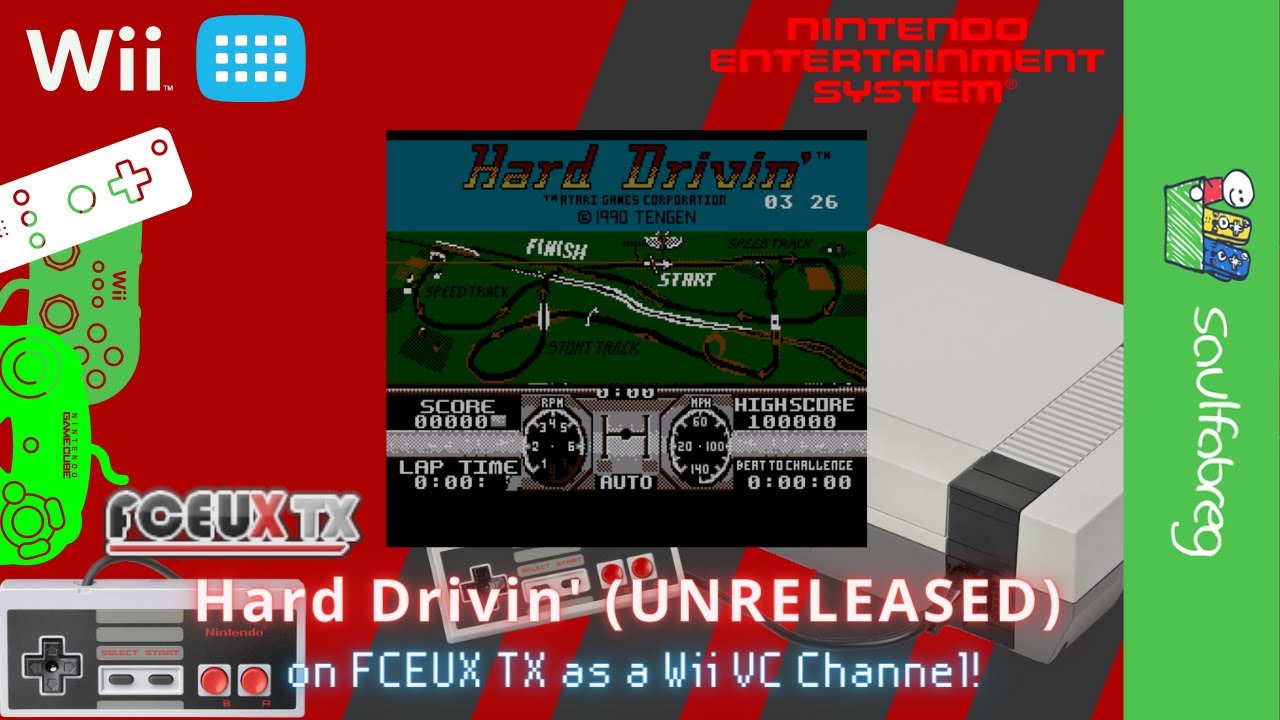 Hard Drivin' [UNRELEASED GAME!] (NES) in FCEUX TX as a Wii VC Channel ...