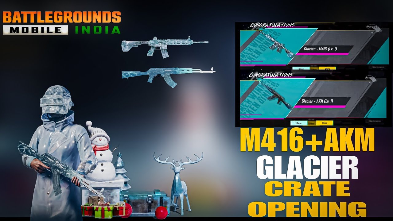 M416 AND AKM GLACIER CRATE OPENING IN BGMI | | 14000 UC CRATE OPENING# ...