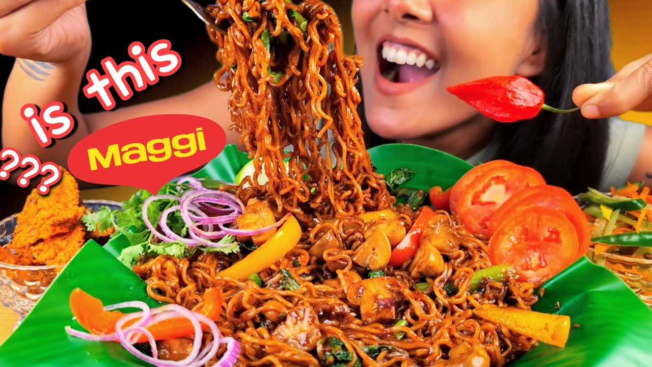 COOKING & EATING MUSHROOM MAGGI WITH GOST PEPPER | MAGGI NEW RECIPE ...
