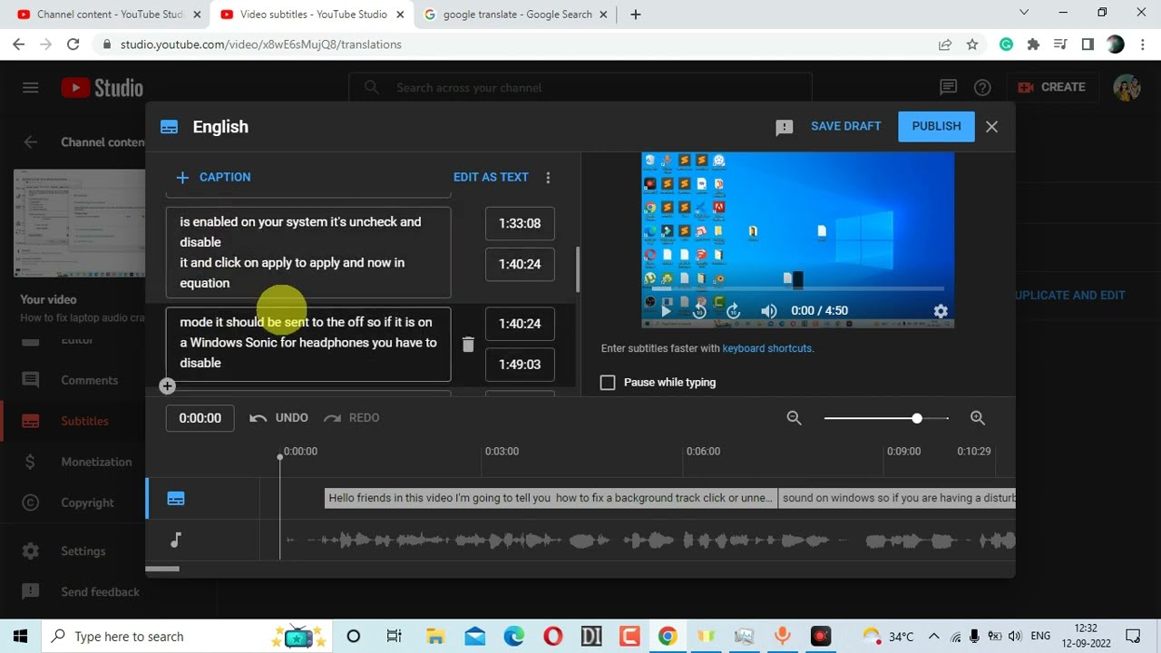 How to create subtitles for a youtube video automatically( Any language ...