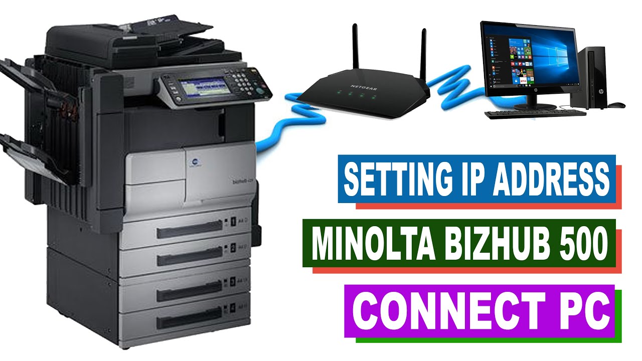 CARA SETTING IP ADDRESS FOTOCOPY BIZHUB 500 CONNECT PC - YouTube