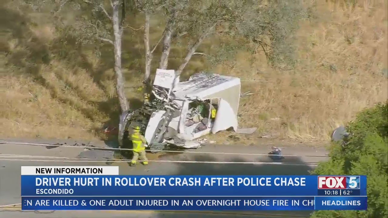 Driver Hurt In Rollover Crash After Police Chase - YouTube