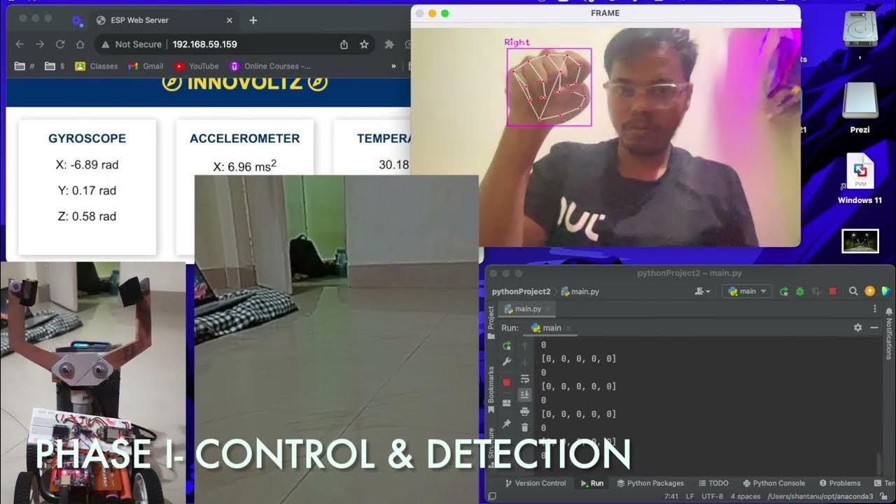 Objection Detection And hand gesture data logger bot using ESP 32 ...