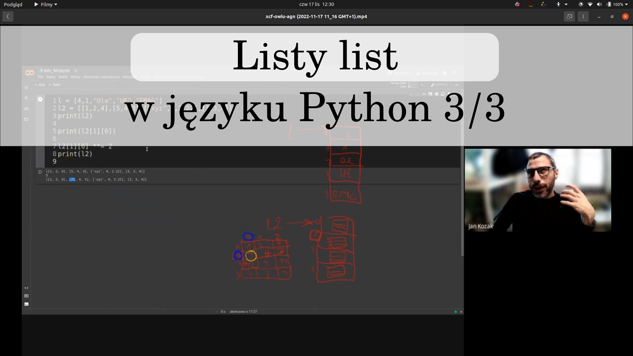 Listy list (wielowymiarowe) w języku Python 3/3 - YouTube