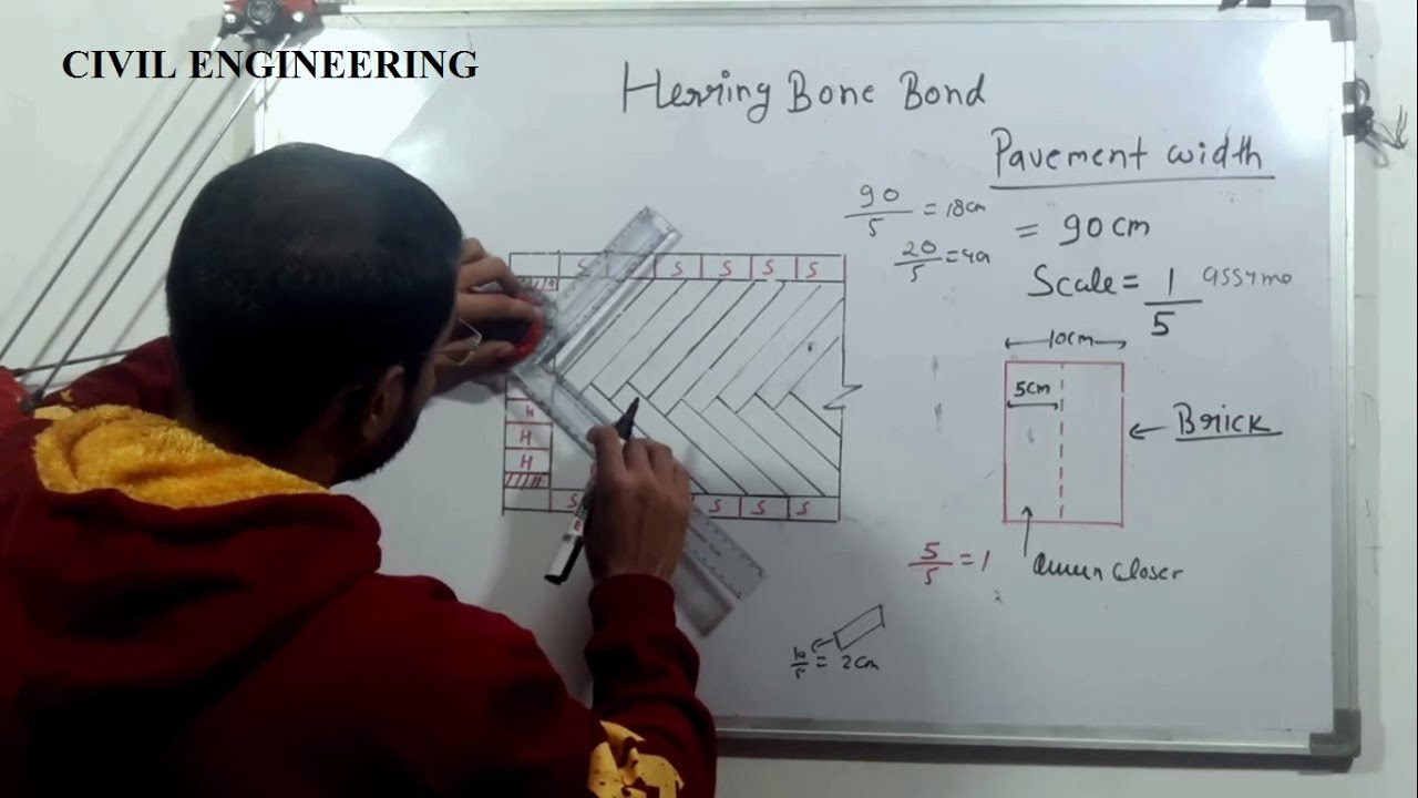 Herring bone bond | Diagonal Bond | Gtech poly | Civil drawing ...