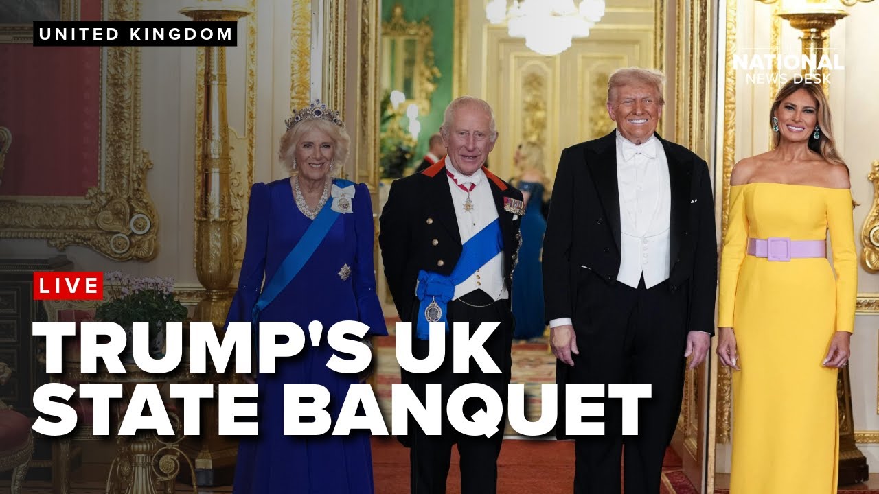 Trump, First Lady at State Banquet in the UK - YouTube