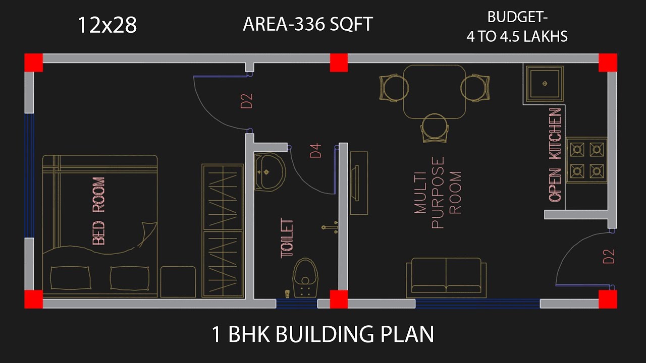 12 X 28 HOUSE PLAN / 12 X 28 BUILDING PLAN / 336 SQFT GHAR KA NAKSHA ...