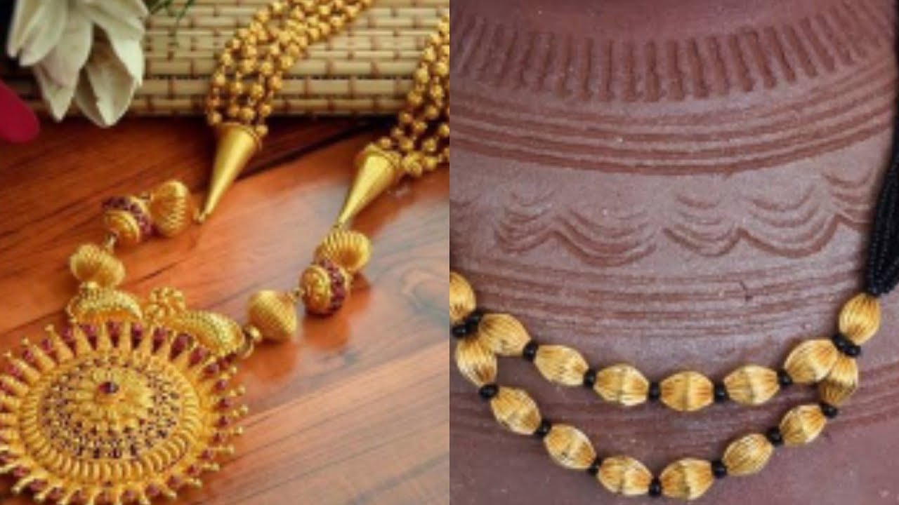 Latest gold necklace set design|gold moti design - YouTube