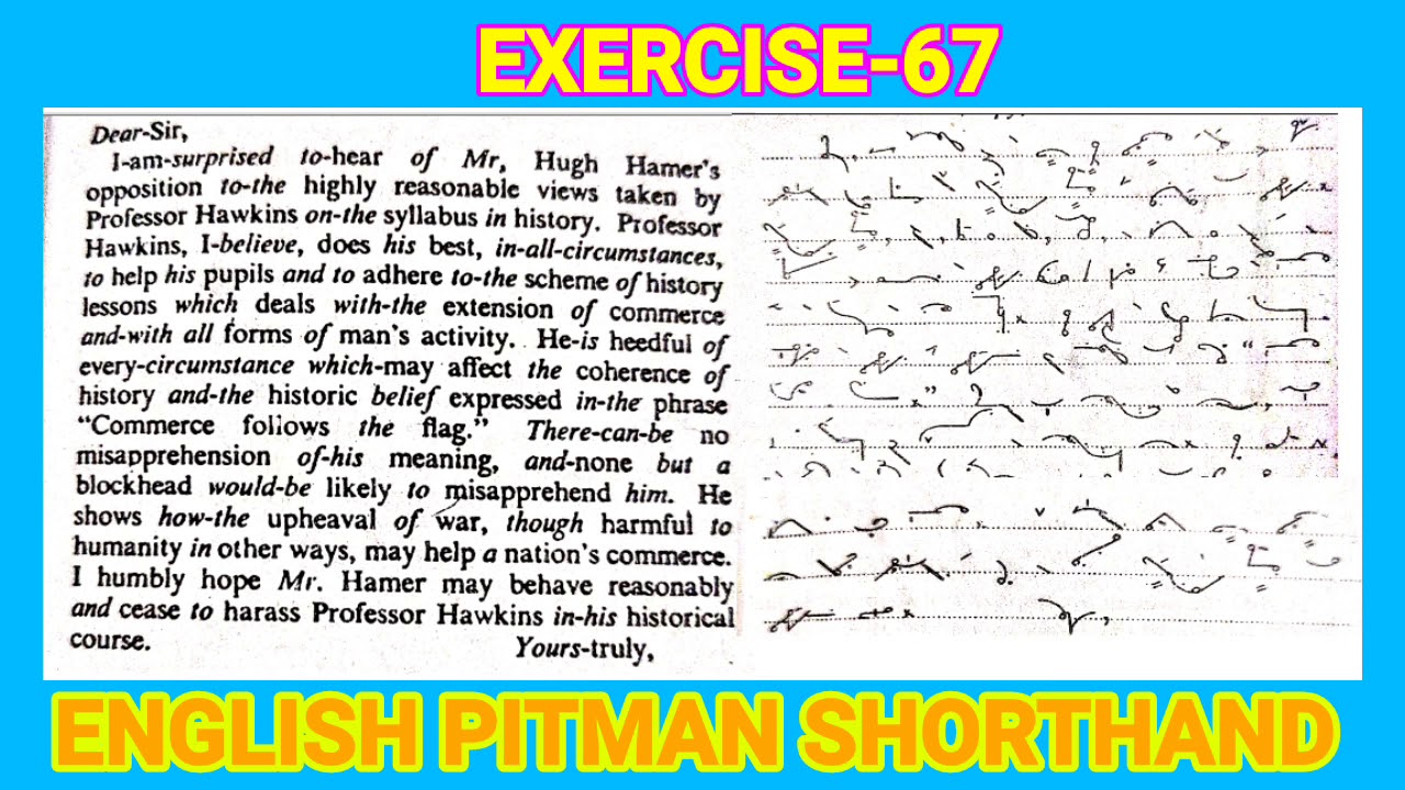 Exercise-67 dictation 40-60wpm english pitman shorthand - YouTube