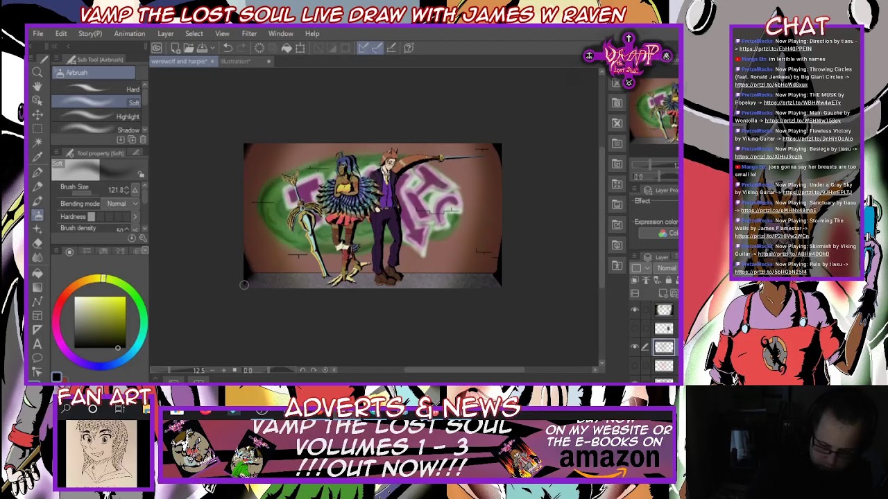 Vamp The Lost Soul Live Draw ep 128: The Harpie and The Werewolf - YouTube