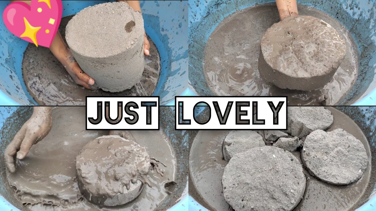 softest sand cement shape's dipping crumbling in water ASMR - YouTube