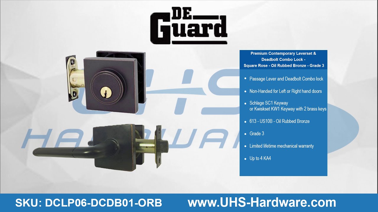 DeGuard DCLP06 Grade 3 Premium Contemporary Leverset & Deadbolt Combo ...